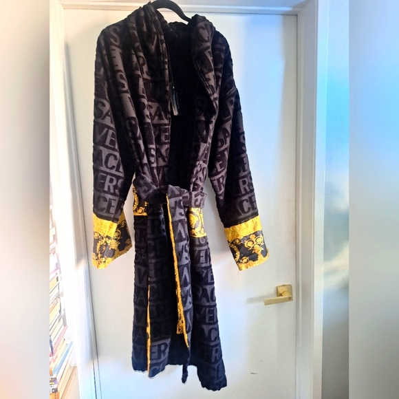 Versace | Other | Nwt Versace Black Gold Robe | Poshmark